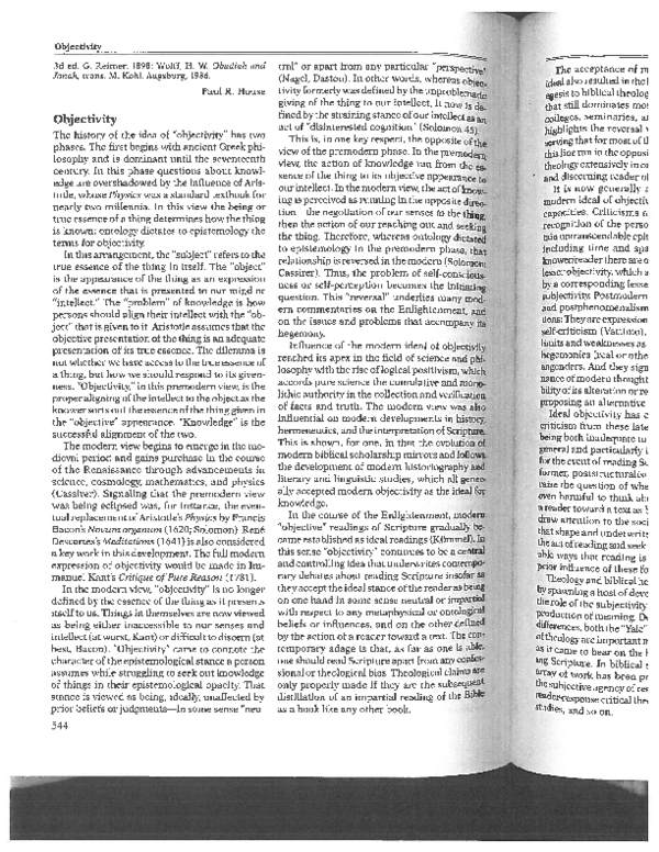 (PDF) "Objectivity" in The Dictionary for Theological Interpretation of ...