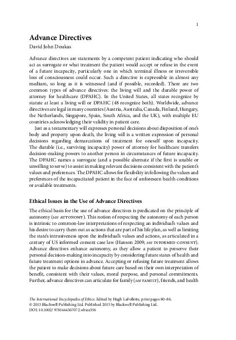 (PDF) Advance Directives