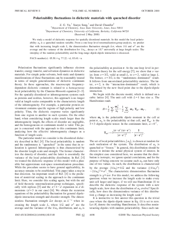 (PDF) Polarizability fluctuations in dielectric materials with quenched ...