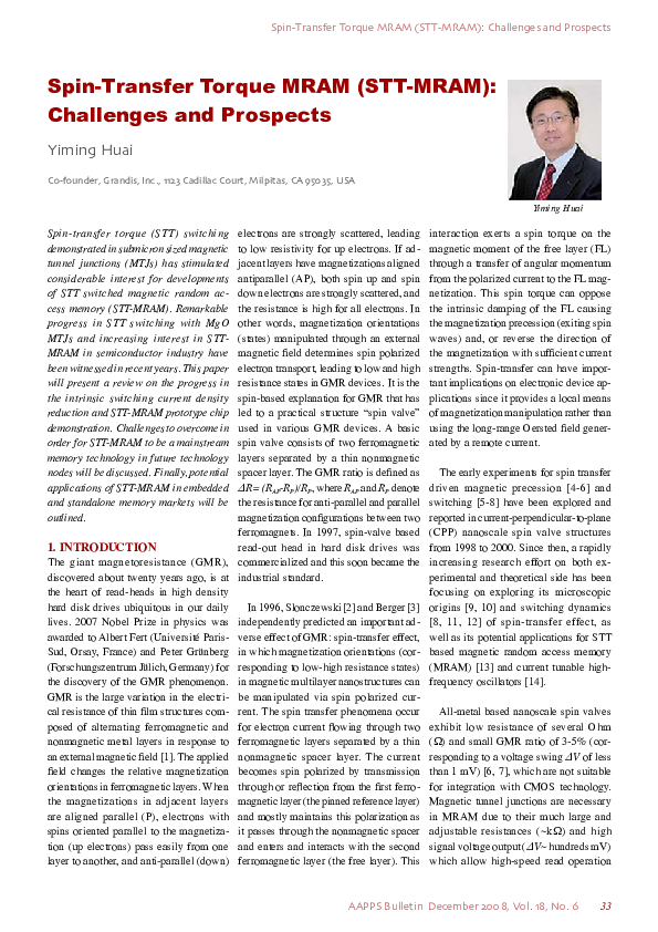 (PDF) AAPPS Bulletin December 2008, Vol. 18, No. 6 33 Spin-Transfer ...