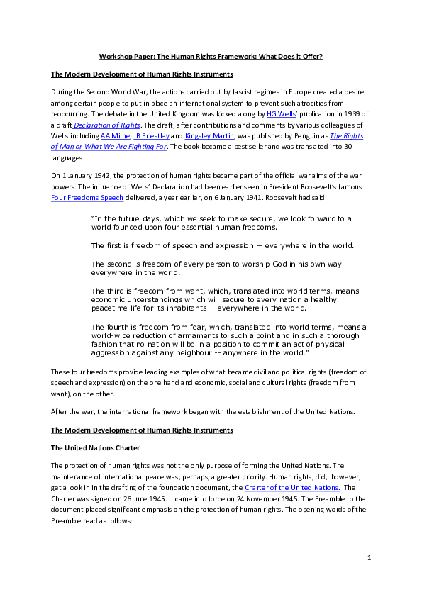 (DOC) The Human Rights Framework: What Does it Offer?