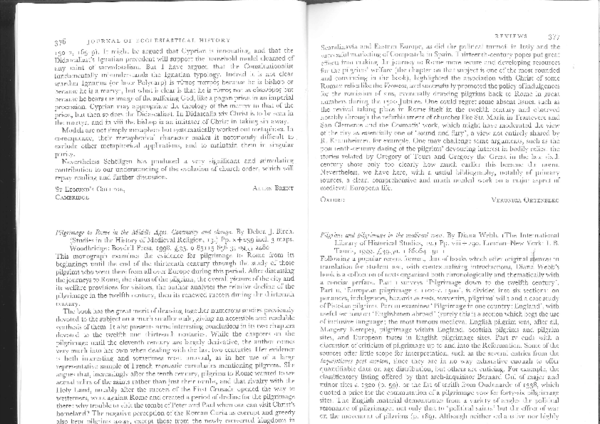 (PDF) Debra J. Birch, Pilgrimage to Rome in the Middle Ages. Continuity ...