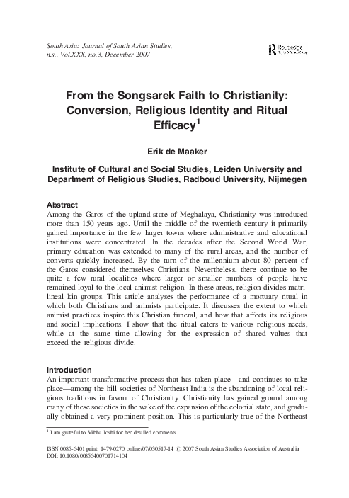 (PDF) From the Songsarek Faith to Christianity: Conversion, Religious ...