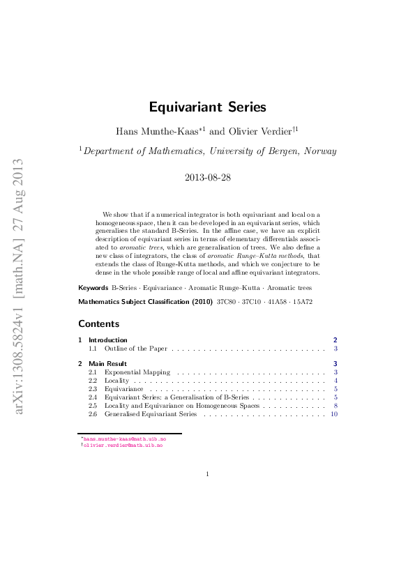 (PDF) Equivariant Series