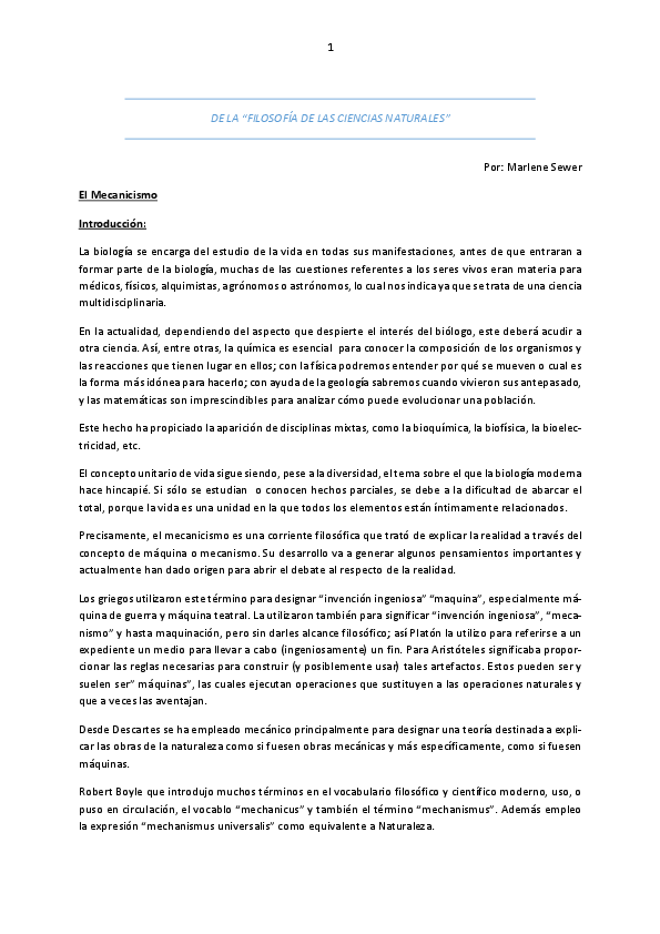 (PDF) "Filosofía de las Ciencias Naturales: Mecanicismo