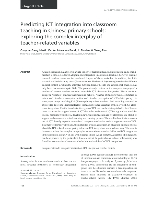 (PDF) Predicting ICT integration into classroom