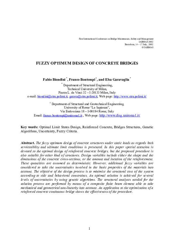 (PDF) FUZZY OPTIMUM DESIGN OF CONCRETE BRIDGES