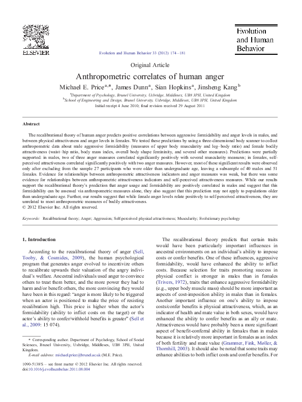 (PDF) Anthropometric correlates of human anger