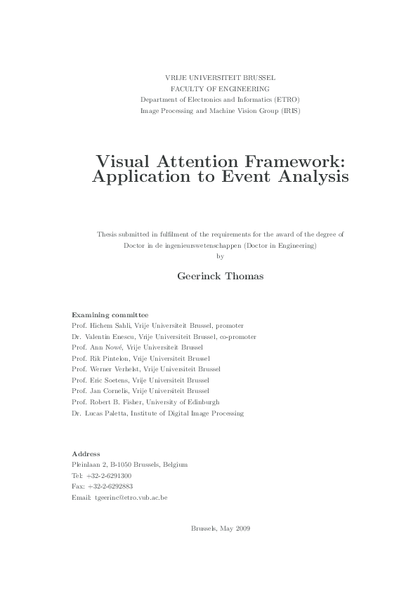 Pdf Visual Attention Framework Application To Event Analysis