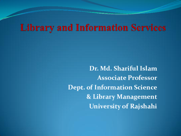 (PPT) Library and info services