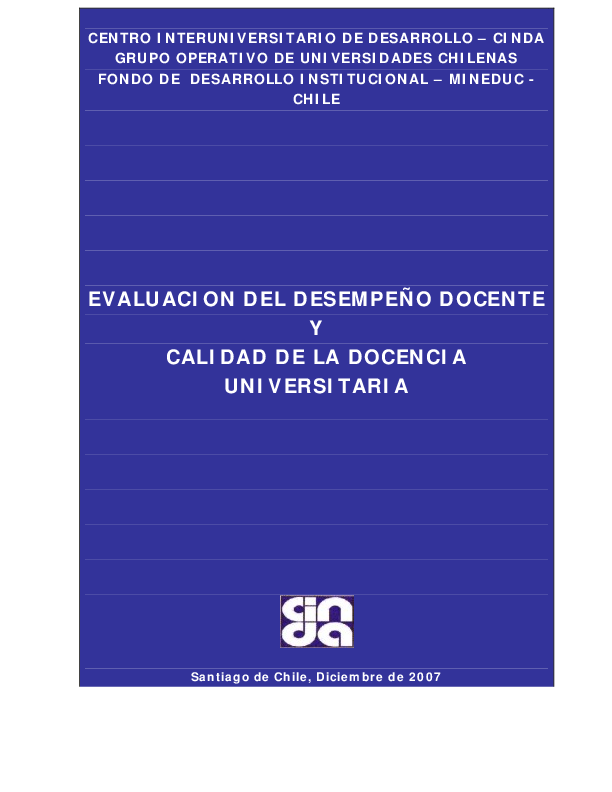 (PDF) EVALUACION DEL DESEMPEÑO DOCENTE Y CALIDAD DE LA DOCENCIA ...