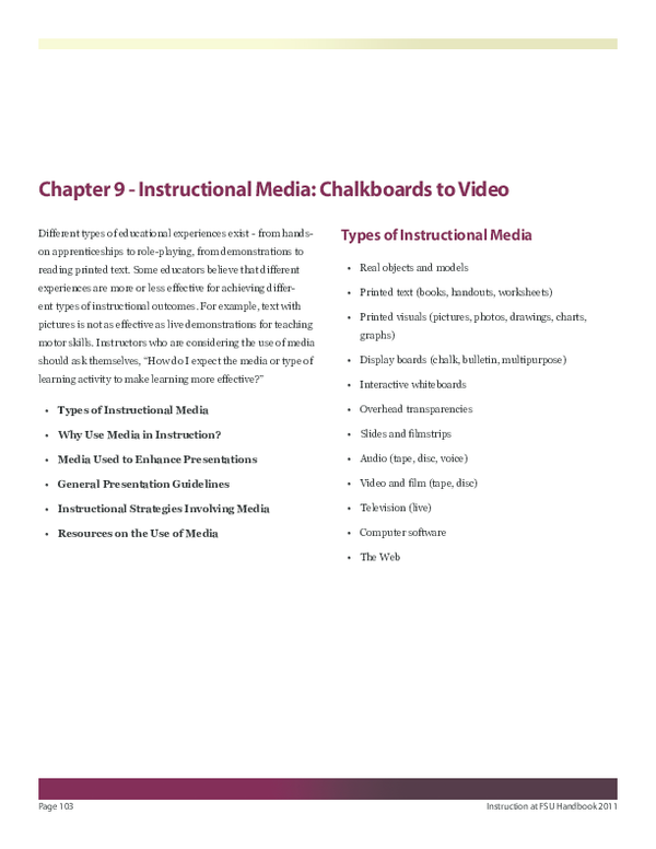 (PDF) Instructional Media from chalkboard to video