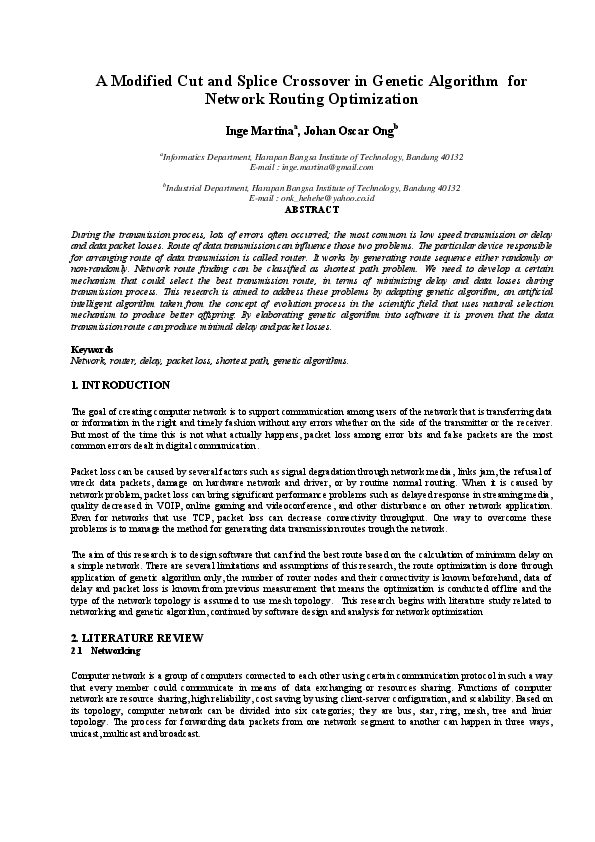 Doc Genetic Algorithm For Optimal Network Routing