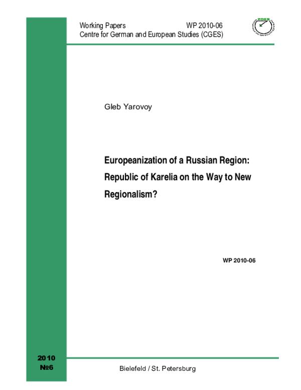 (PDF) Europeanization of a Russian Region: Republic of Karelia on the ...