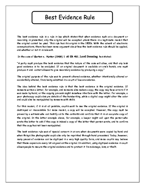 (DOC) Best Evidence Rule