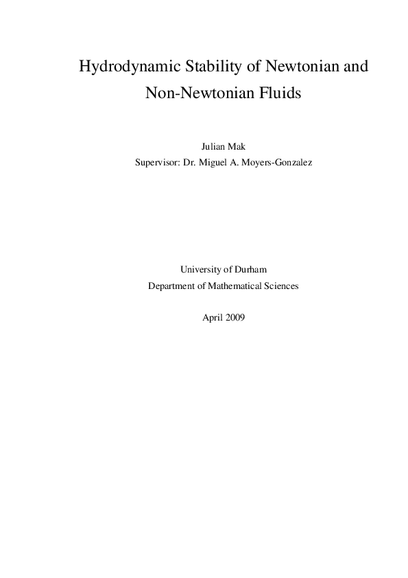 (PDF) Hydrodynamic Stability of Newtonian and Non-Newtonian Fluids