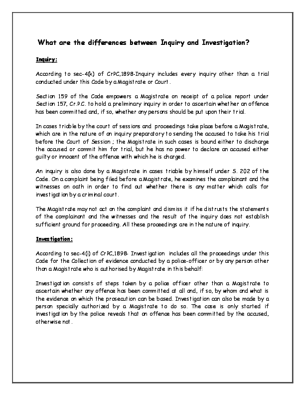 (DOC) Differences between Inquiry and Investigation