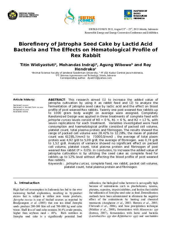 (DOC) Biorefinery of Jatropha Seed Cake by Lactid Acid Bacteria and The ...