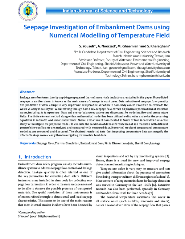 (PDF) Seepage Investigation of Embankment Dams Using Numerical Modeling ...