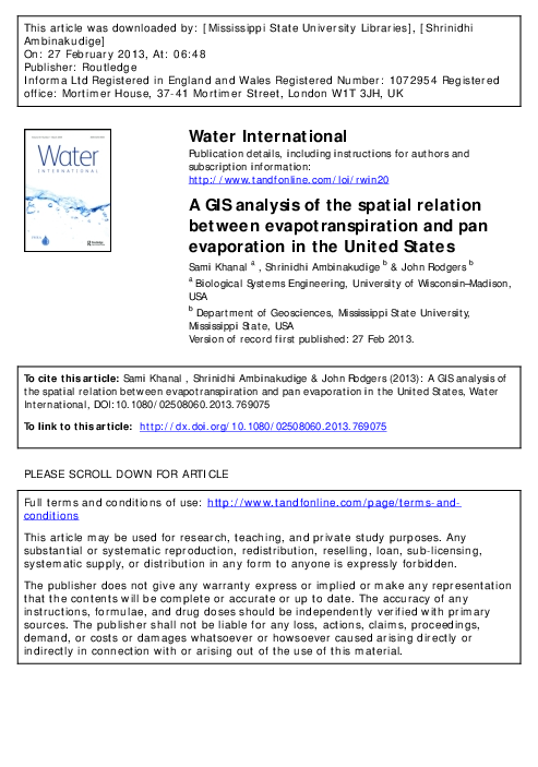 Pdf A Gis Analysis Of The Spatial Relation Between Evapotranspiration