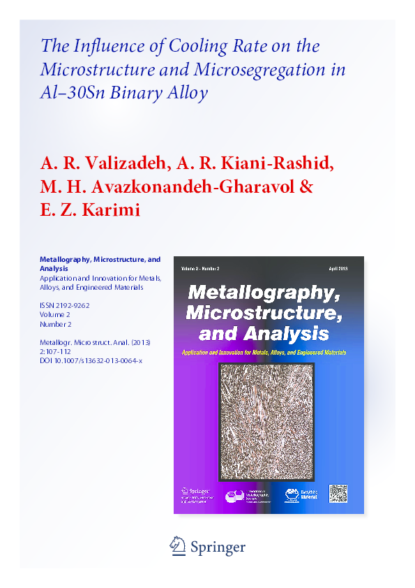 Pdf The Influence Of Cooling Rate On The Microstructure And Microsegregation In Al 30sn Binary