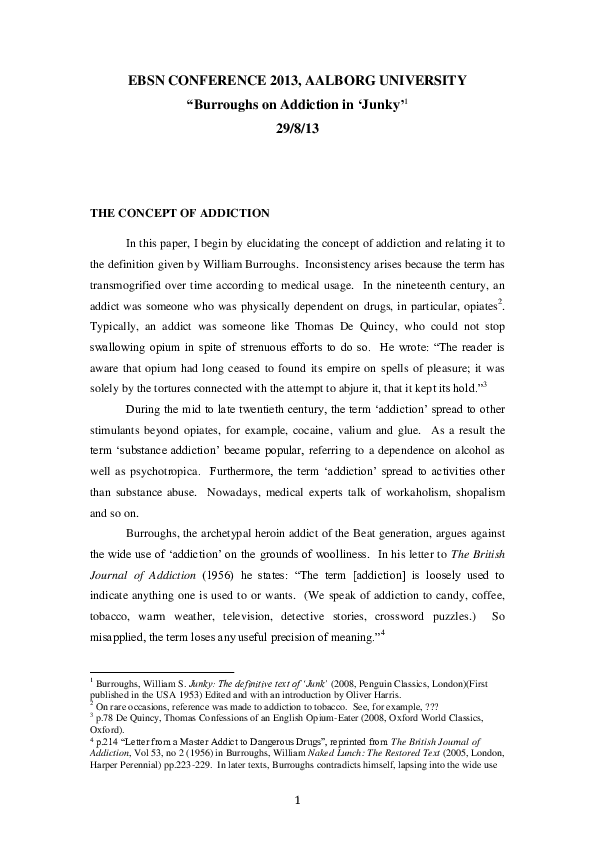 (DOC) Burroughs on Addiction in 'Junky'
