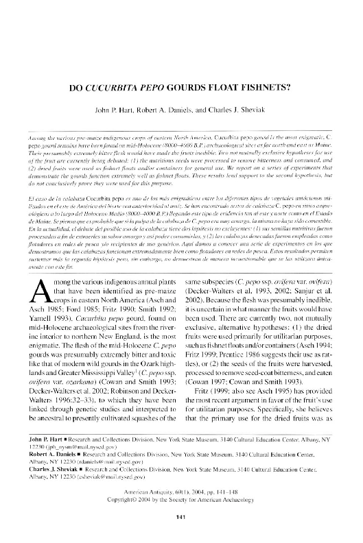 (PDF) Do Cucurbita pepo Gourds Float Fishnets?