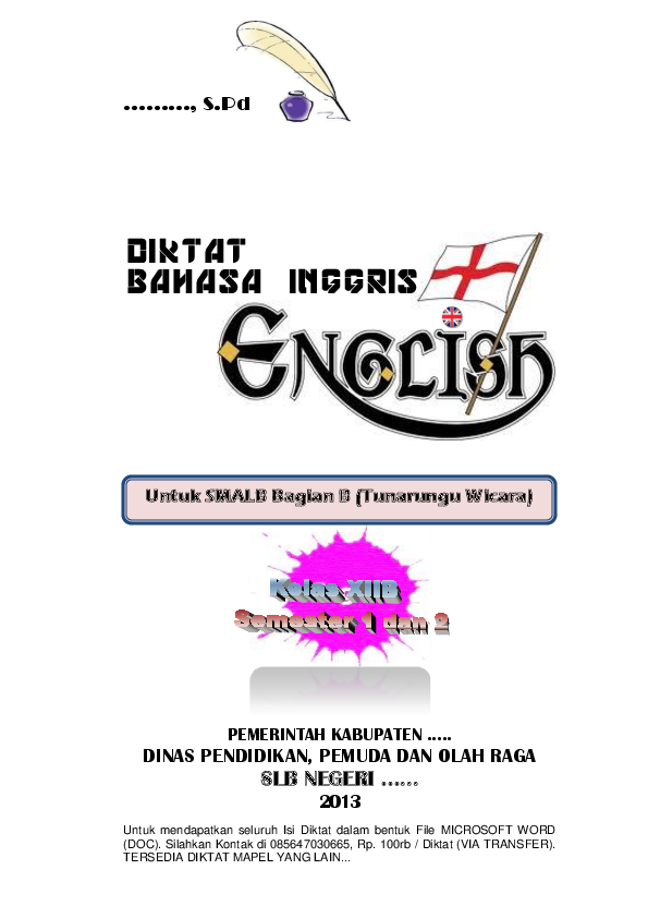 (PDF) DIKTAT BAHASA INGGRIS UNTUK SMALB BAGIAN B (TUNARUNGU WICARA) KELAS XIIB