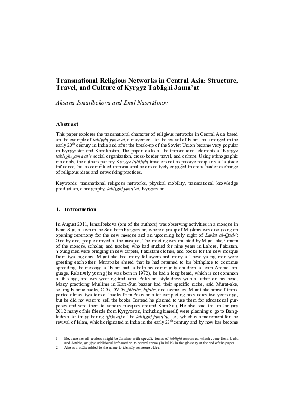 (PDF) Transnational Religious Networks in Central Asia: Structure ...