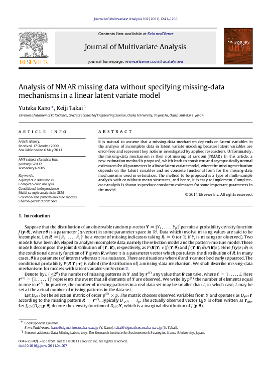 Pdf Multi Sample Analysis In Sem Selection And Pattern Mixture Models