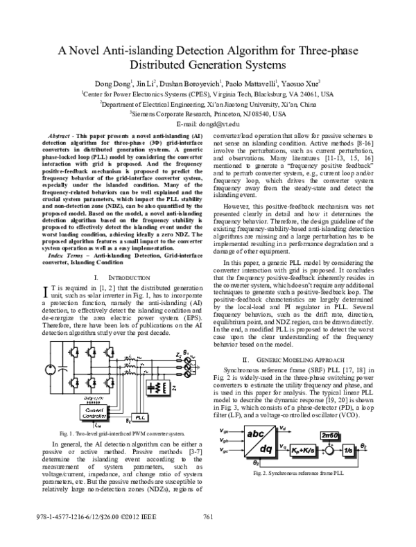 Pdf I A Novel Anti Islanding Detection Algorithm For Three Phase
