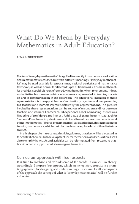 (PDF) What Do We Mean by Everyday Mathematics in Adult Education