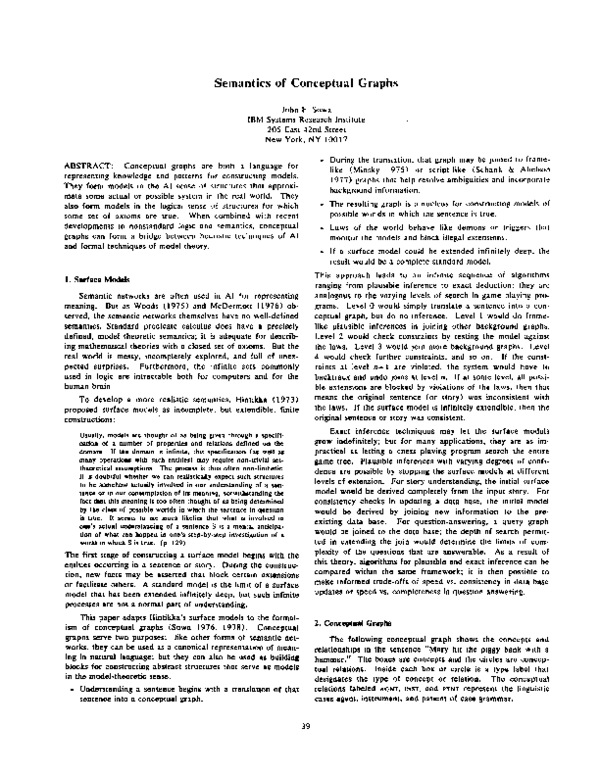 (PDF) Semantics of Conceptual Graphs