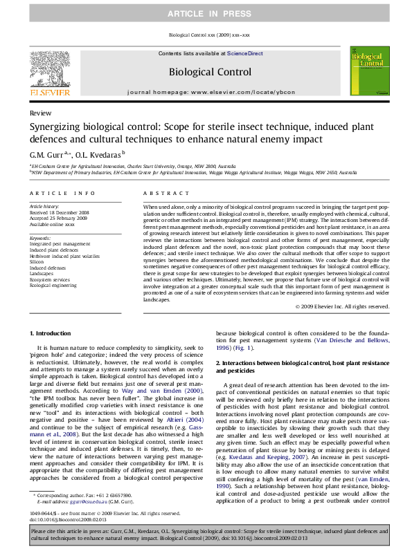 (PDF) ReviewInduced plant defences Herbivore induced plant volatiles ...