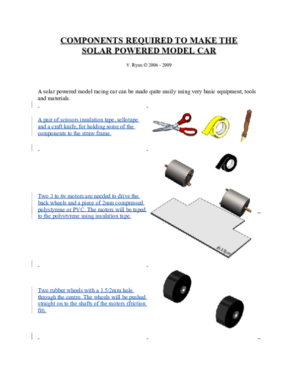 (PDF) COMPONENTS REQUIRED TO MAKE THE SOLAR POWERED MODEL CAR
