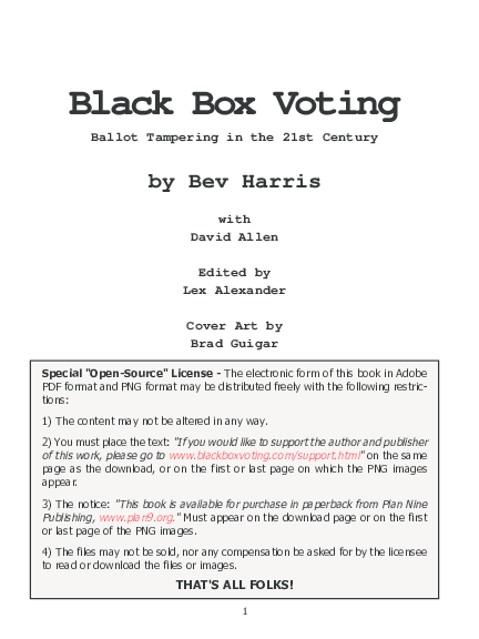(PDF) Black Box Voting: Vote Tampering in the 21st Century