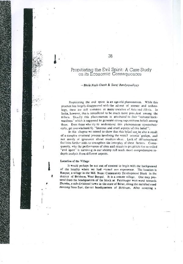 (PDF) Propitiating the evil spirits : a case study on its economic ...