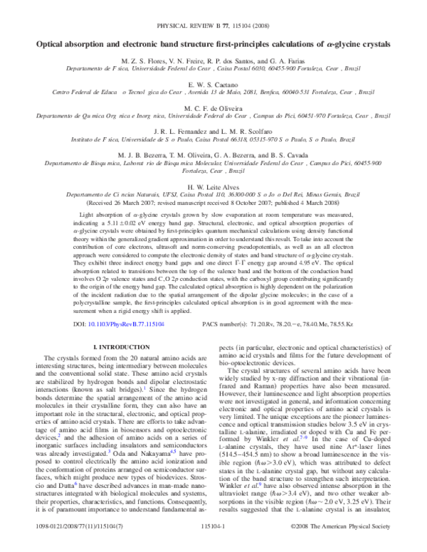 Optical absorption and electronic band structure first-principles ...