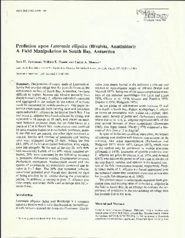 (PDF) Predation upon Laternula elliptica (Bivalvia, Anatinidae): a ...
