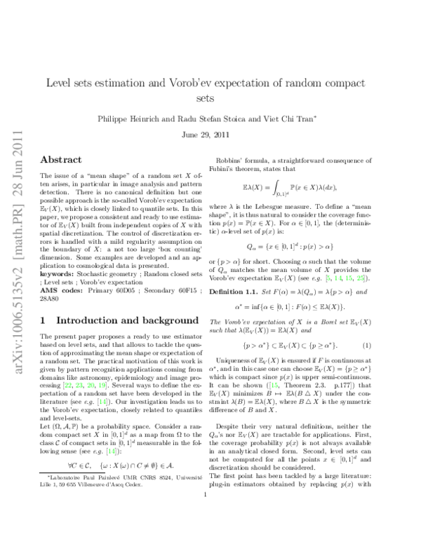 (PDF) Approximation of Vorob'ev expectation for random closed sets