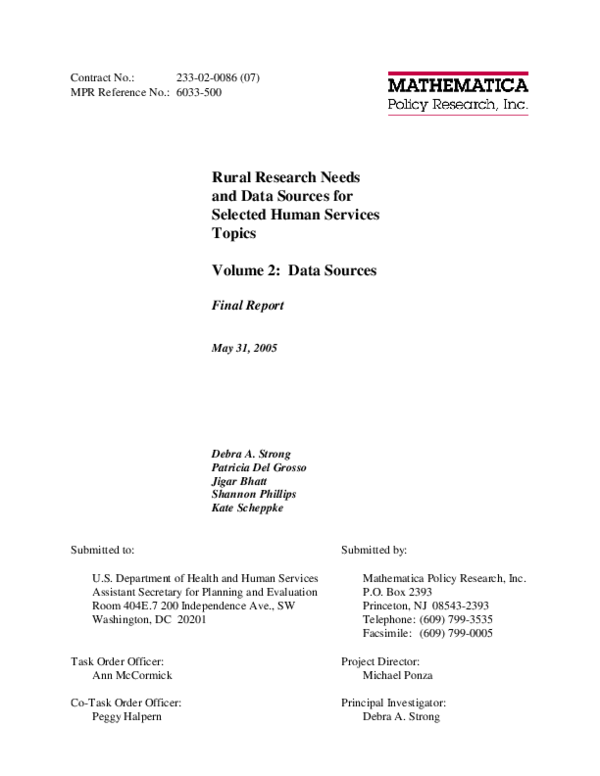 (PDF) Rural Research Needs and Data Sources for Selected Human Services ...