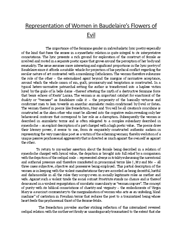 (DOC) Representation of Women in Baudelaire