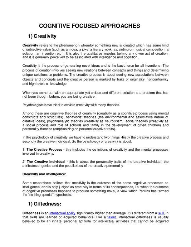 (DOC) Cognitive focused approaches in positive psychology