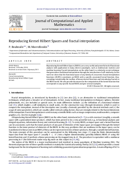 Pdf Reproducing Kernel Hilbert Spaces And Fractal Interpolation A Martinez Moller And