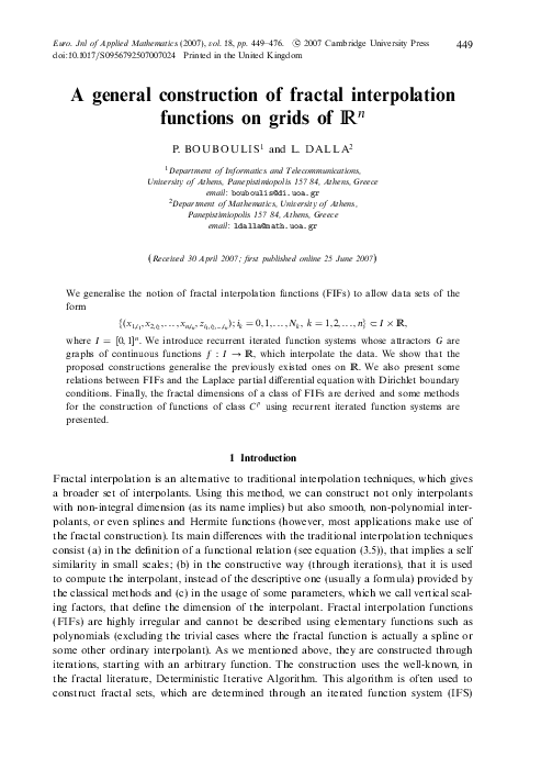 (PDF) A general construction of fractal interpolation functions on grids of