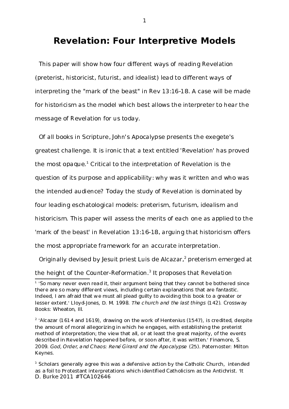 (DOC) Revelation: Four Interpretive Models