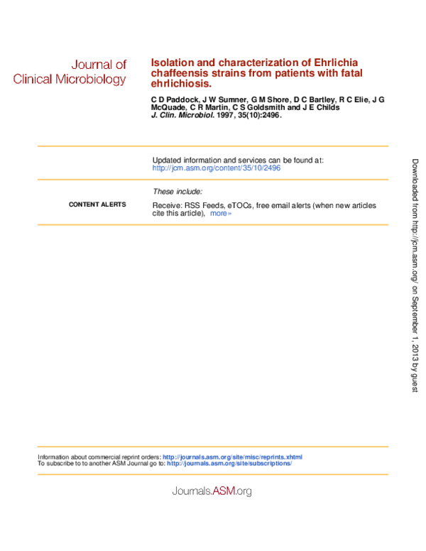 (PDF) Isolation and Characterization of Ehrlichia chaffeensis Strains ...