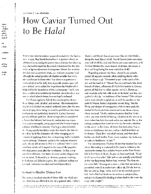 (PDF) How Caviar Turned Out to be Halal