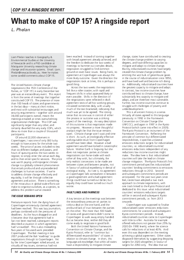(PDF) What to make of COP 15? A ringside report