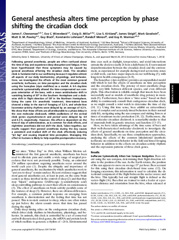 (PDF) General anesthesia alters time perception by phase shifting the ...